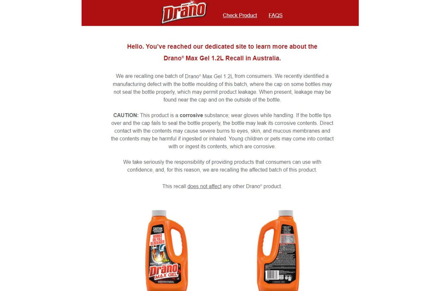 Popular cleaning product Drano, sold in Bunnings, recalled over severe ...