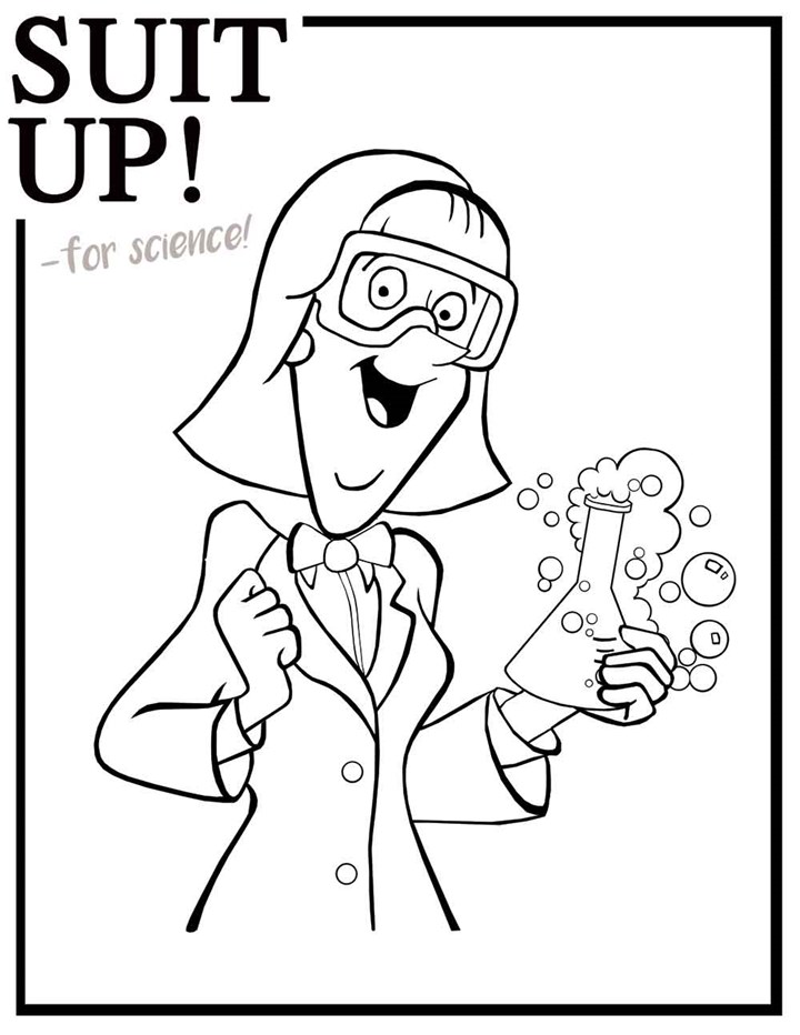 Suit Up for science colouring activities for kids | New Idea